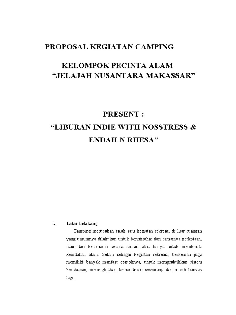 Contoh Proposal Kegiatan Camping | PDF