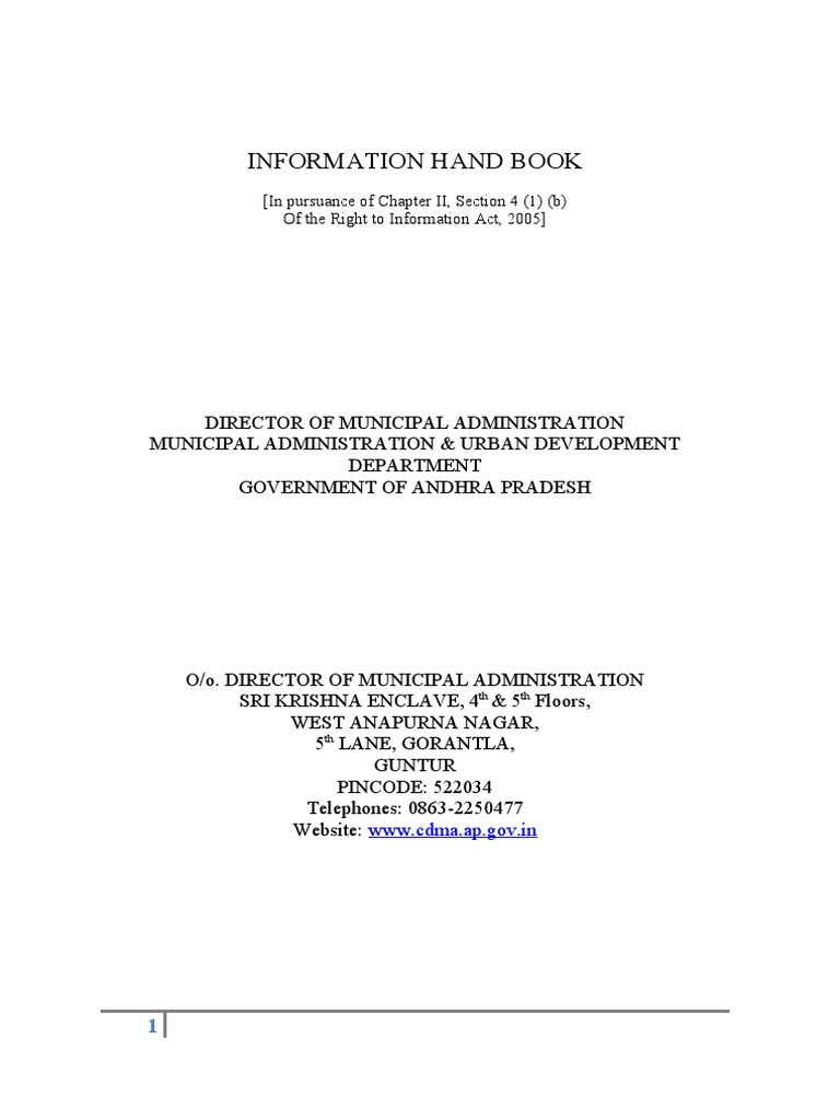 Andhra Pradesh RTI Information Handbook | PDF | Freedom Of Information ...