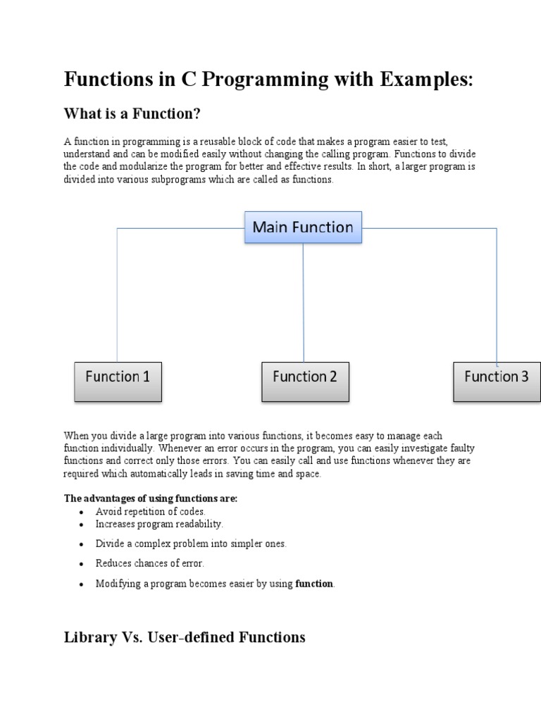 Functions In C Pdf Parameter Computer Programming Subroutine