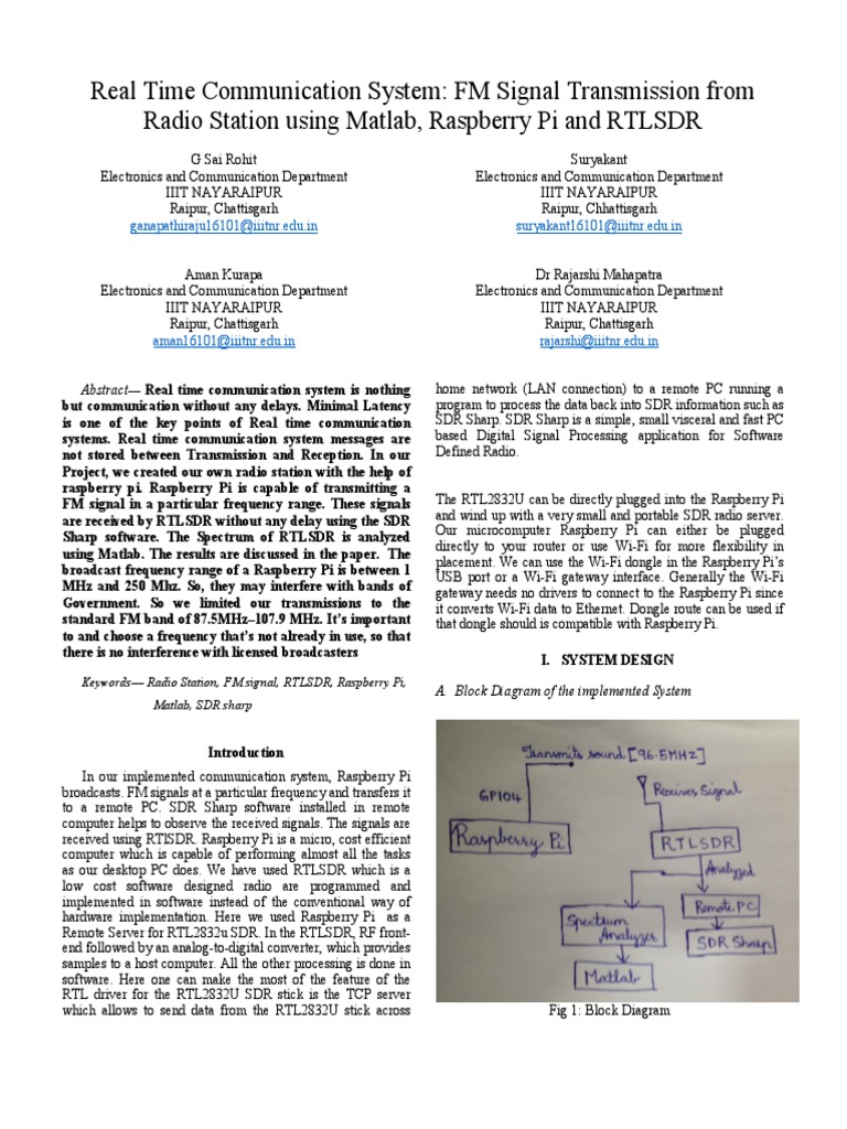 Real Time Communication System: FM Signal Transmission From Radio Station Using Matlab ...