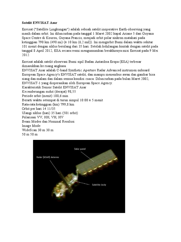 Karakteristik dan Aplikasi Satelit ENVISAT | PDF