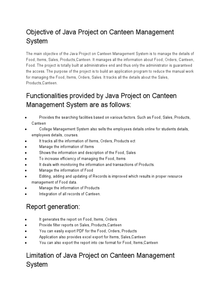 Canteen Management System | Download Free PDF | Databases | Computer Programming