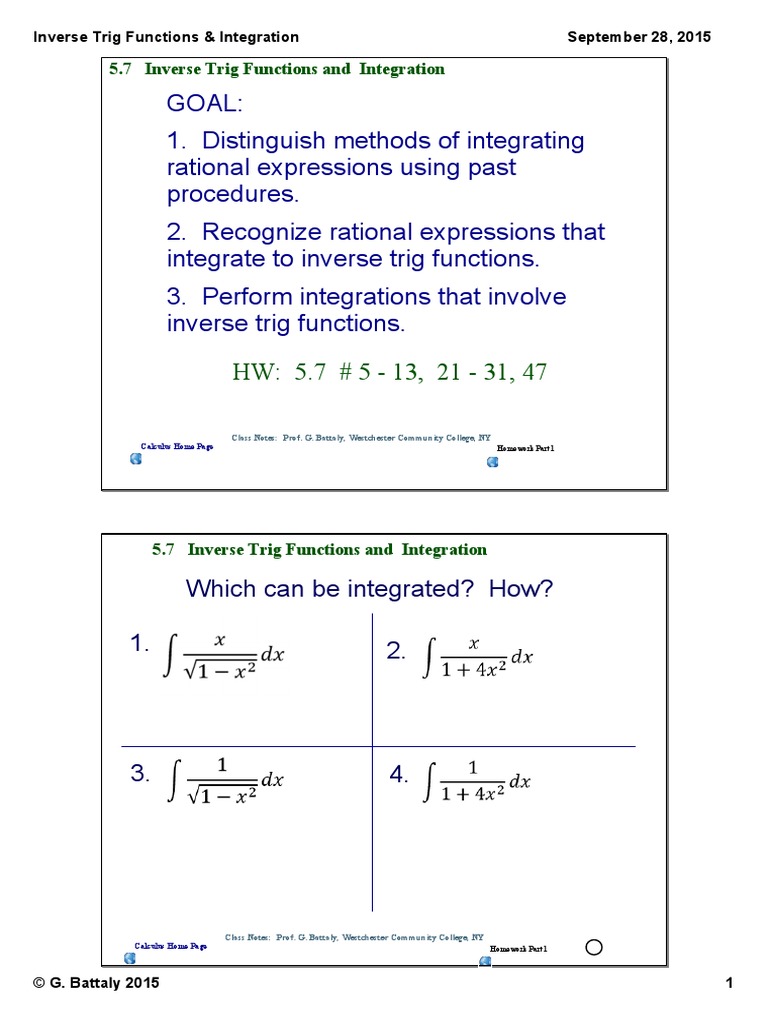 Trigonometric Integrals Formula | PDF | Trigonometric Functions | Integral