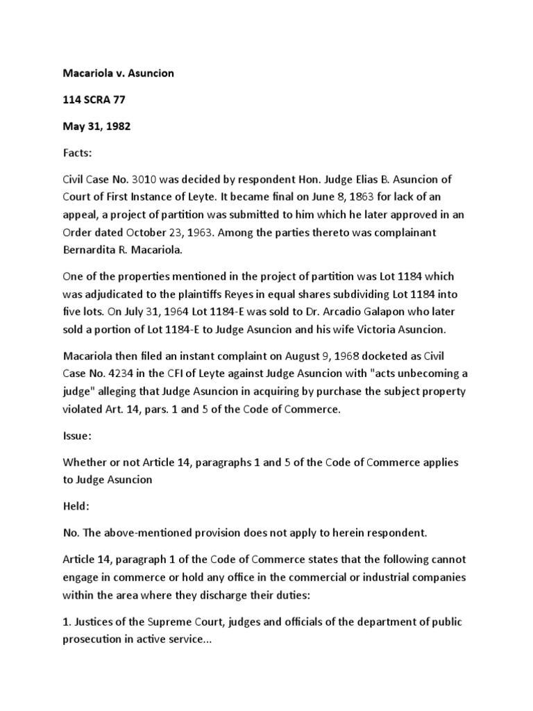 Macariola V Asuncion | PDF | Finance & Money Management | Politics