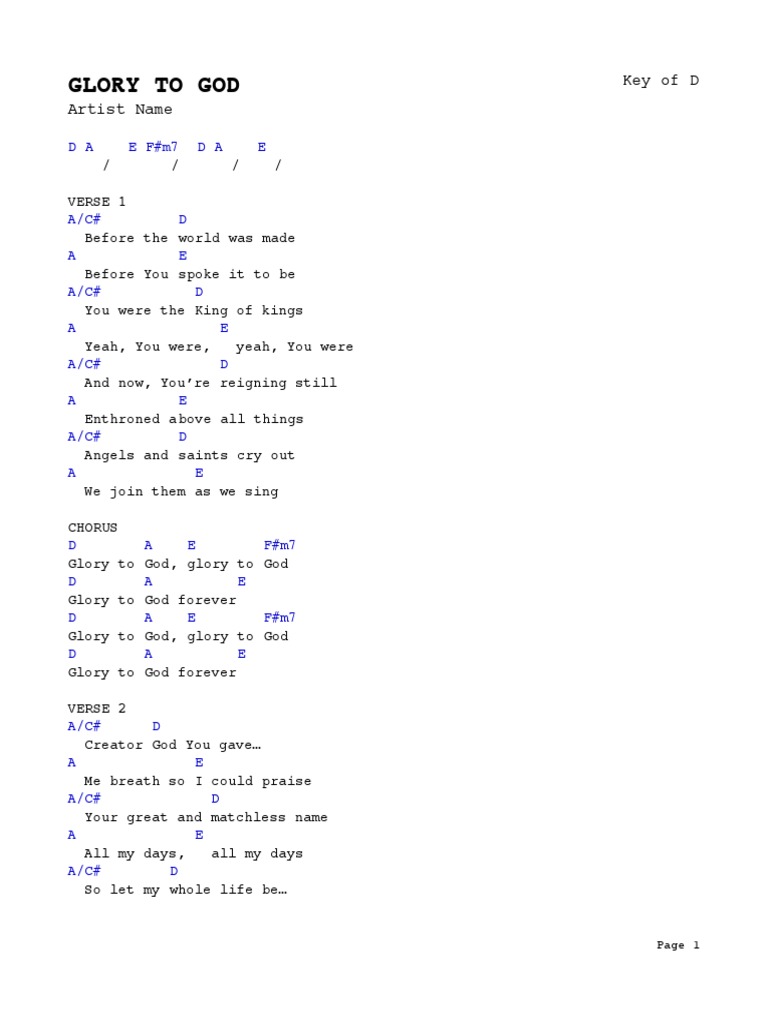 Glory to God Chords and Lyrics | PDF | Art