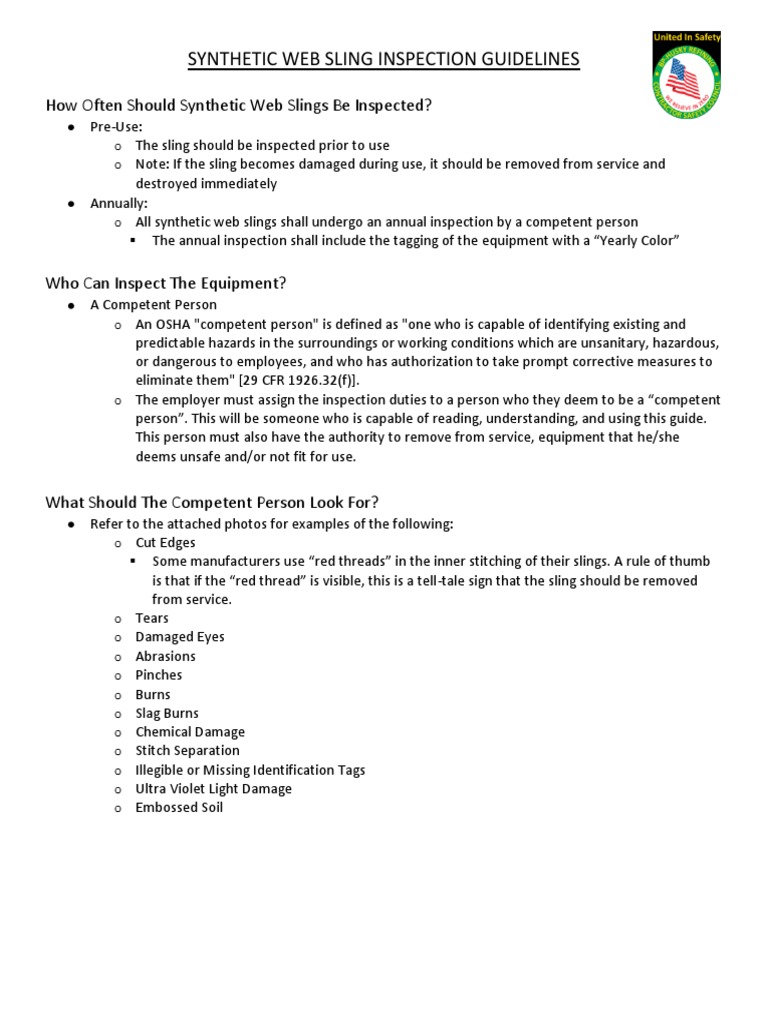 Synthetic Web Sling Inspection Guide | PDF | Art | Technology & Engineering