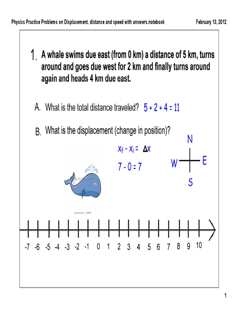 Force and Motion Displacement and Distance Practice Problems With ...