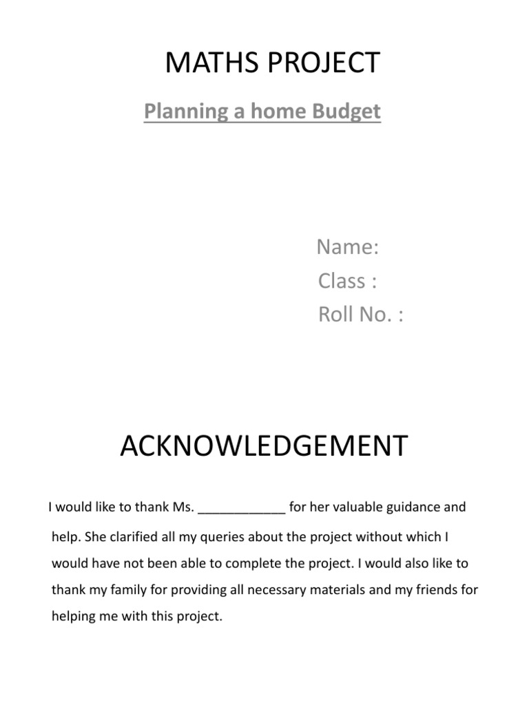 Maths Project | PDF | Expense | Budget