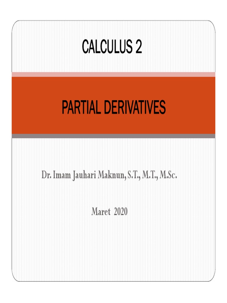 Calculus 2: Partial Derivatives Guide | PDF | Derivative | Continuous ...