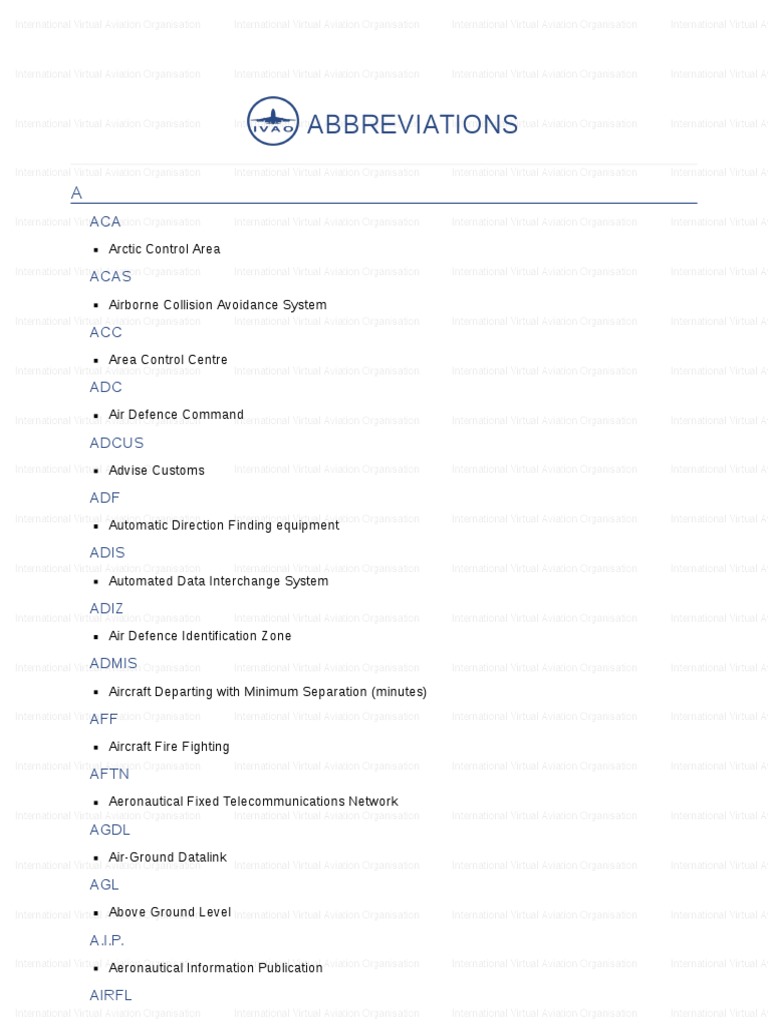 ATC Abbreviations PDF | PDF | Air Traffic Control | Instrument Flight Rules