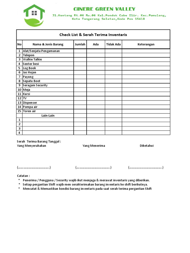 Check List Inventaris PDF | PDF