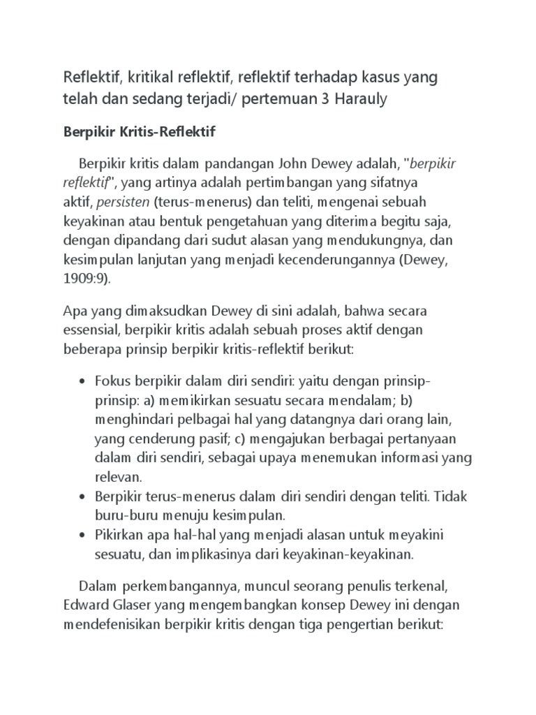 Berpikir Reflektif, Kritikal | PDF | Sains & Matematika
