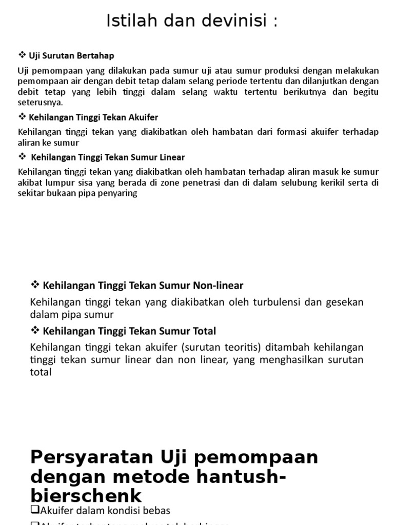Uji Pemompaan Metode Hantush Bierschenk | PDF