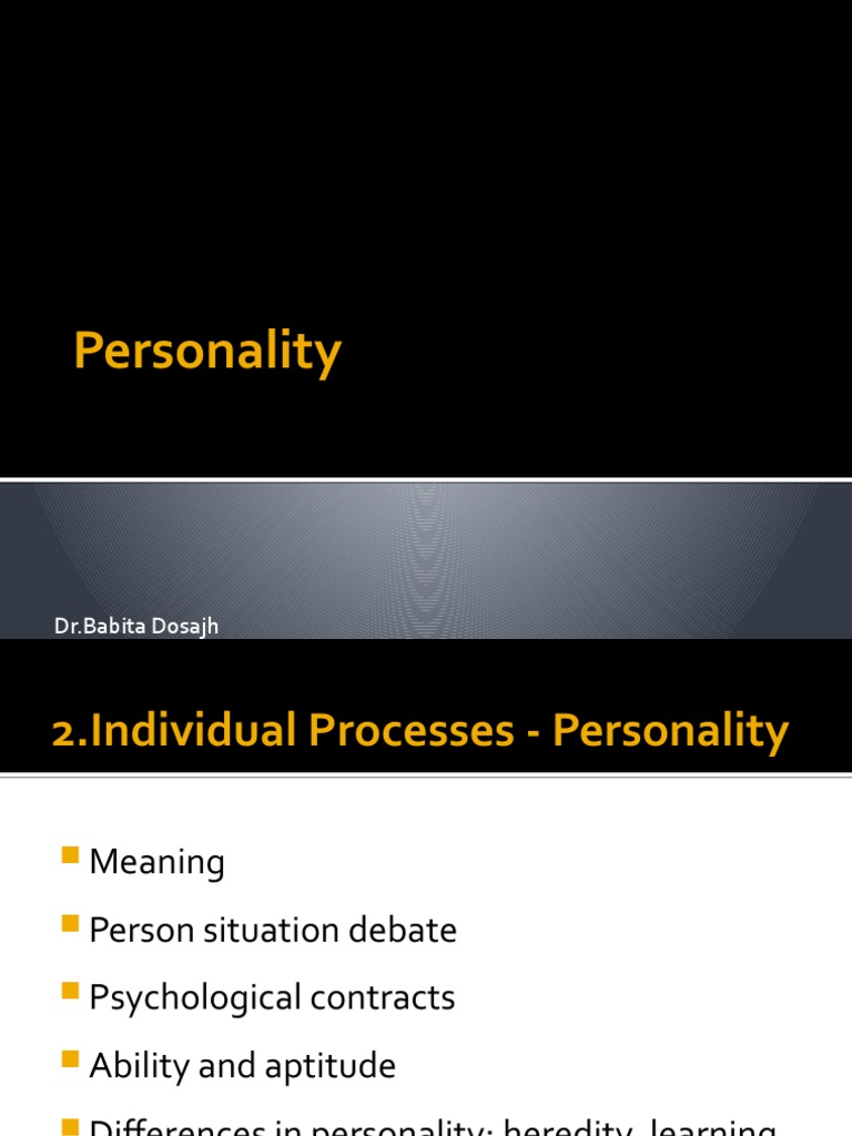 Personality: DR - Babita Dosajh | PDF | Extraversion And Introversion | Self Concept
