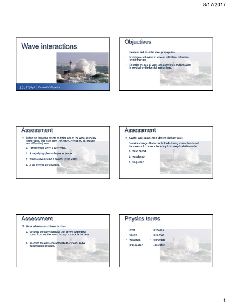 Wave Interactions: Objectives | PDF | Refraction | Waves