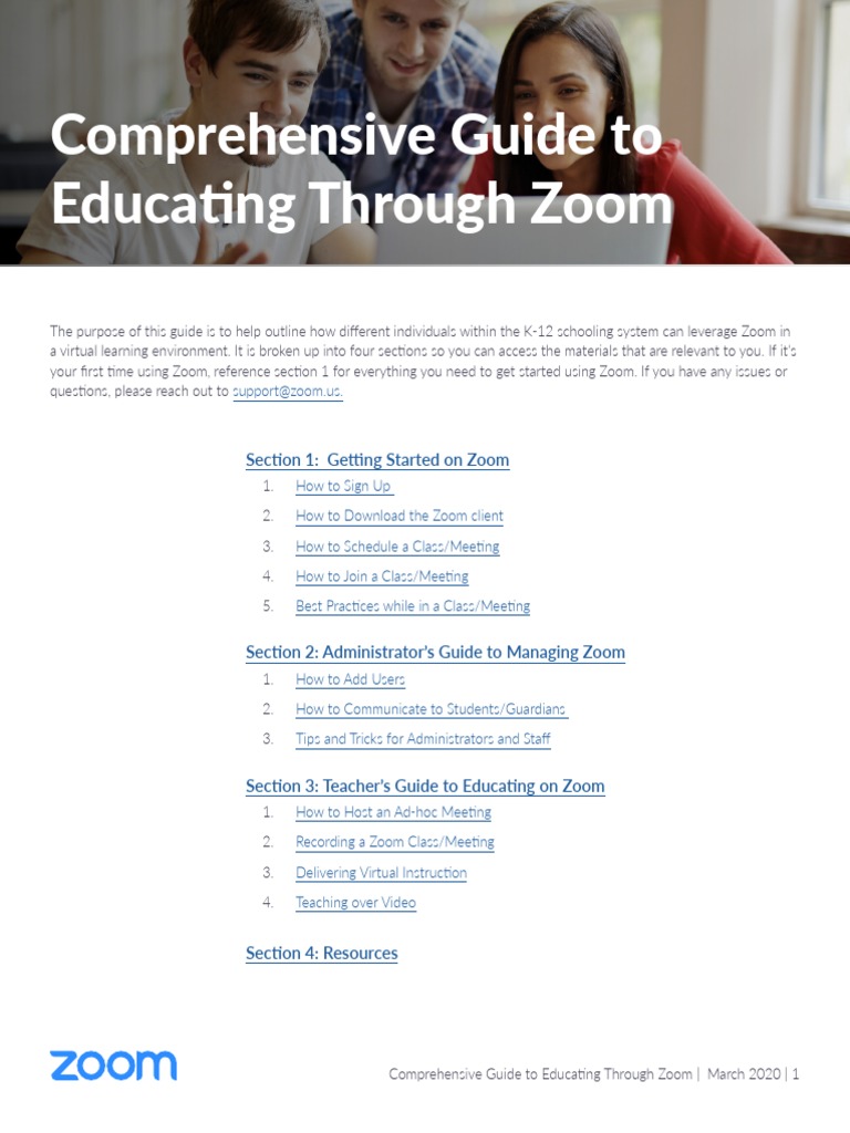 Comprehensive Guide To Educating Through Zoom | PDF | Teachers | Software