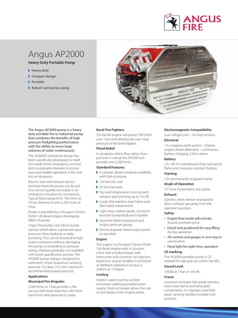 Angus AP2000: Heavy Duty Portable Pump | PDF | Pump | Diesel Engine