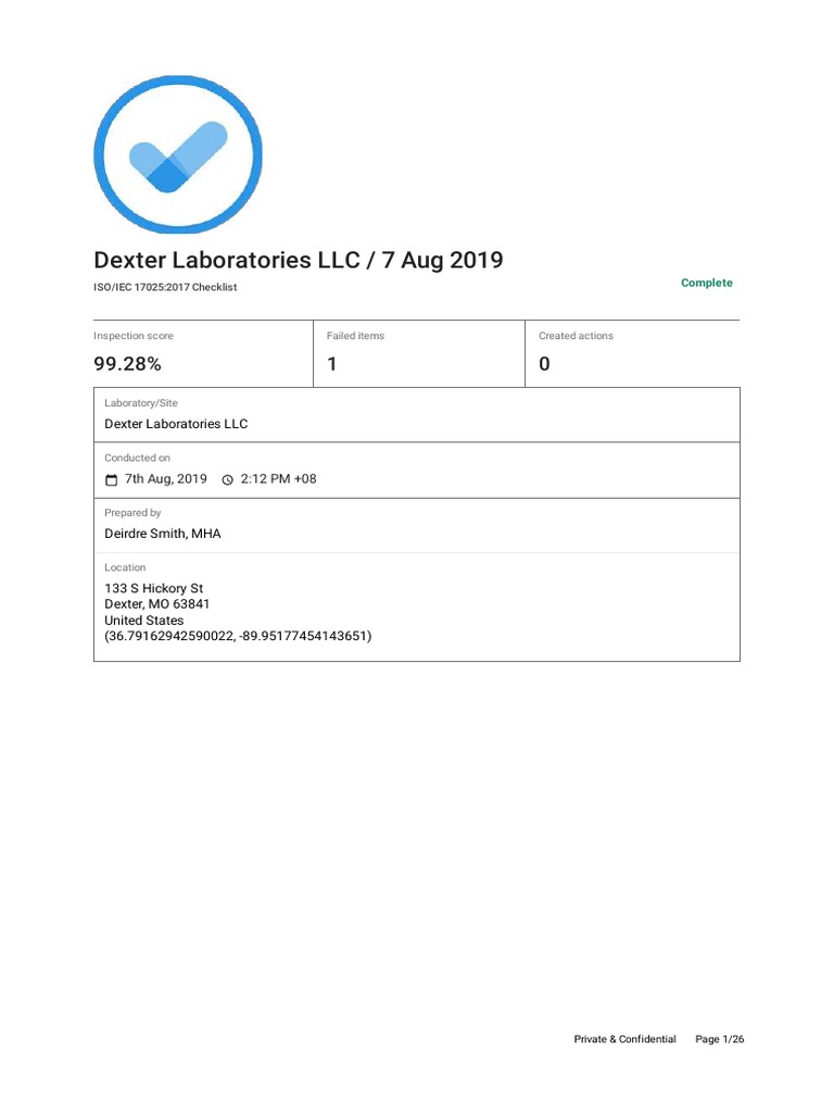 ISO 17025 Checklist PDF Sample Report | PDF | Calibration | Metrology
