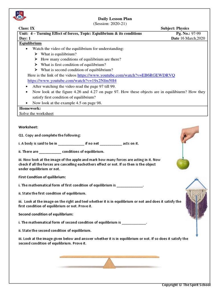 Class IX Physics Week 1 Session 2020 21 PDF | PDF | Lesson Plan | Force
