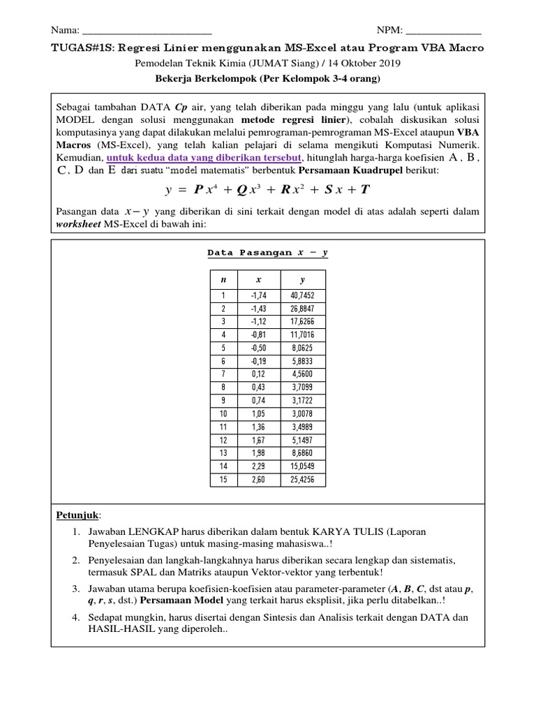 Tugas - 1siang - Regresi Linier Menggunakan Program VBA Macro Dan ...