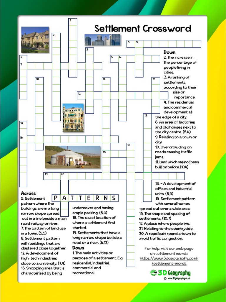 Grade 6 Geo Settlement Crossword | PDF | Transport