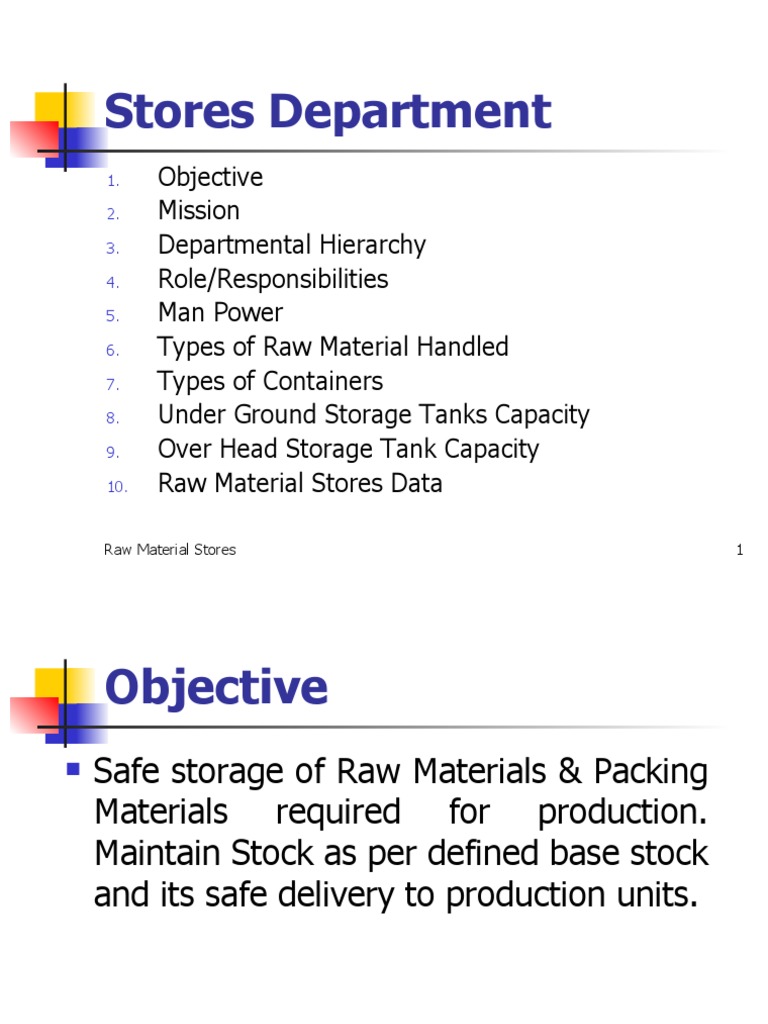 Raw Material Stores - Presentation | PDF | Asphalt | Materials