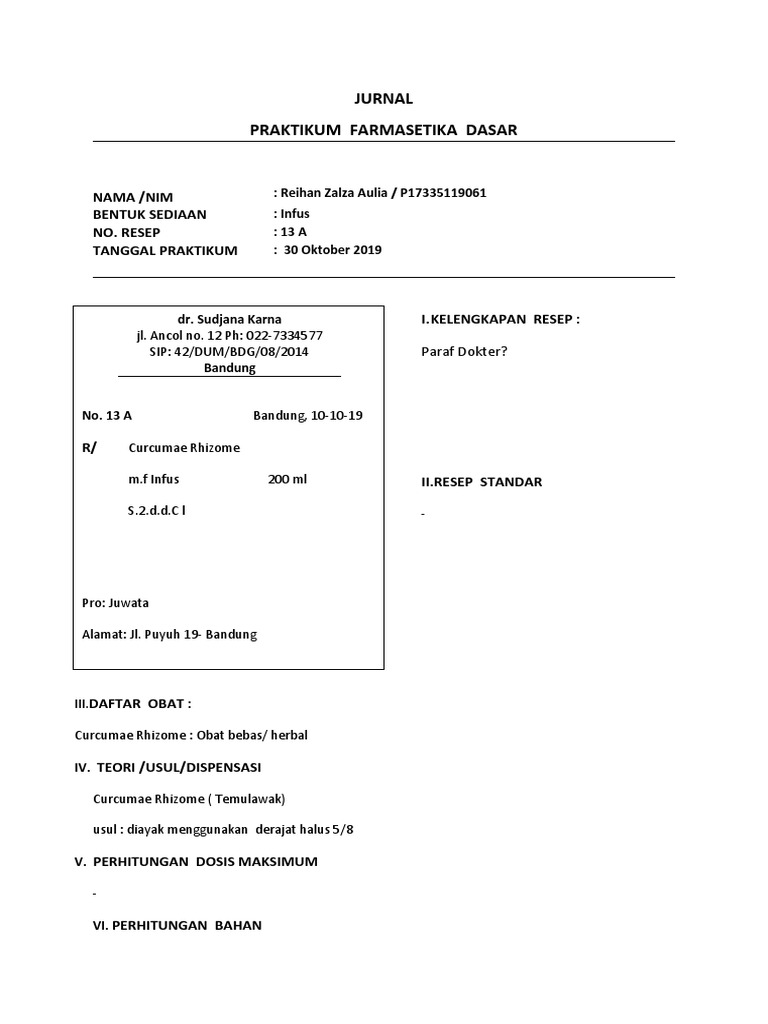 Resep 13A (Infus) | PDF