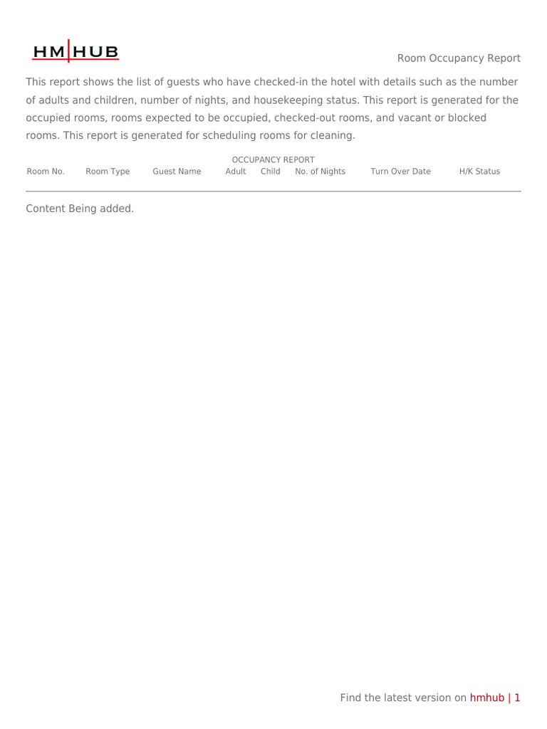 Room Occupancy Report | PDF