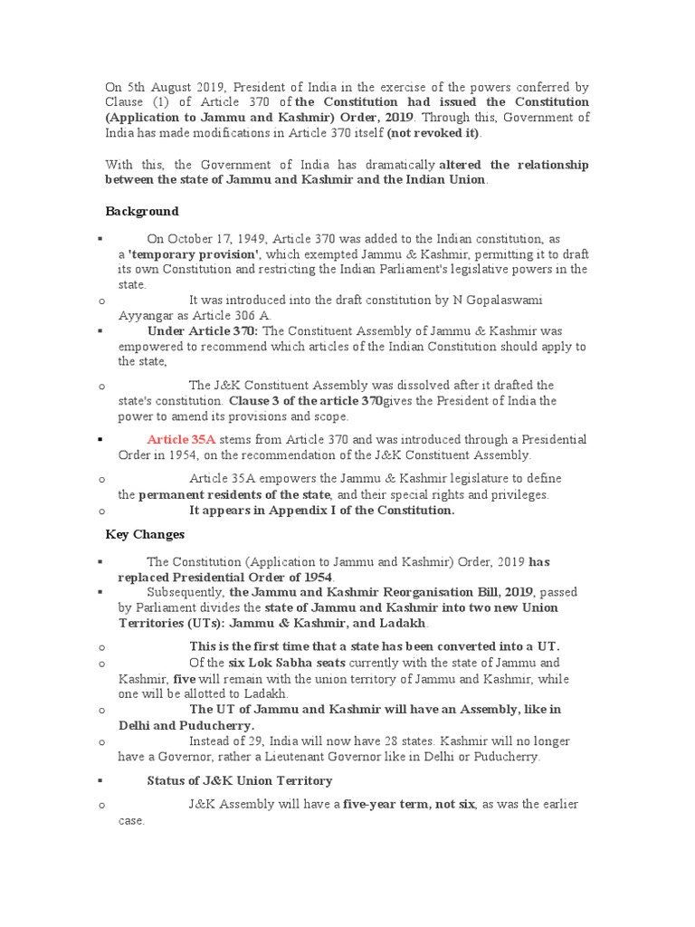Article 370 | Download Free PDF | Public Sphere | Government Of India