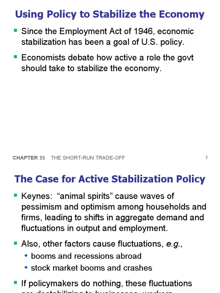 Using Policy To Stabilize The Economy | PDF | Phillips Curve | Disinflation