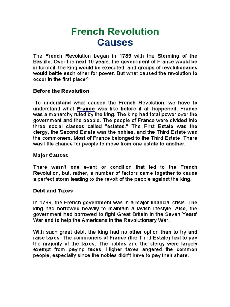 Causes Of French Revolution