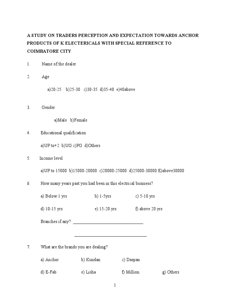 Questionnaire 1 | PDF | Discounts And Allowances | Credit