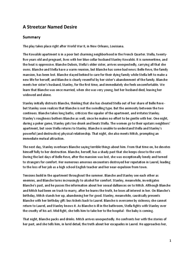 A Streetcar Named Desire | PDF | Mystery, Thriller & Crime Fiction ...