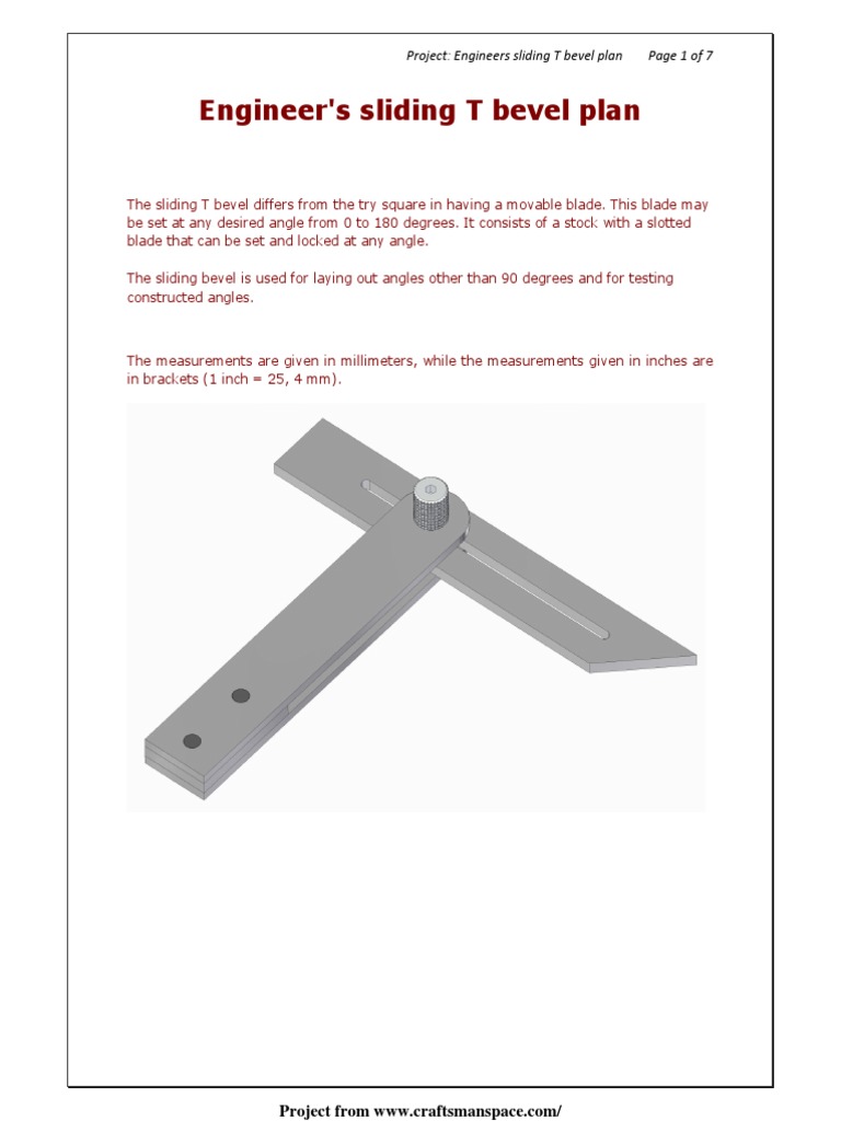 Engineers Sliding T Bevel Plan | PDF
