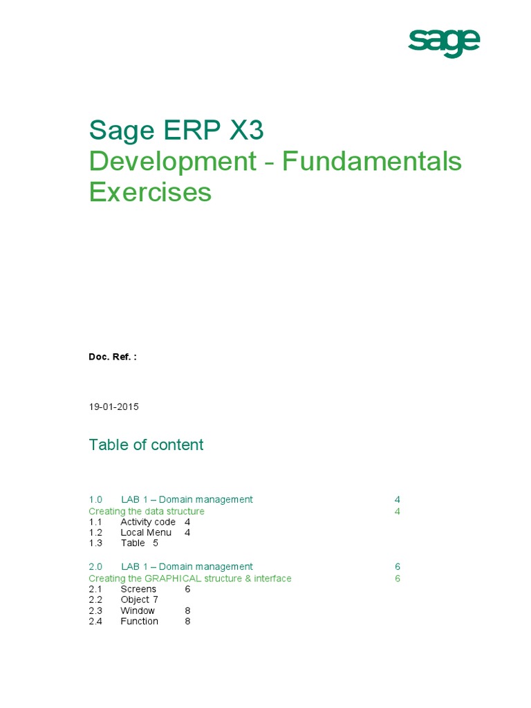 Sage ERP X3 Development - EX - Part 1-1 | PDF | String (Computer ...