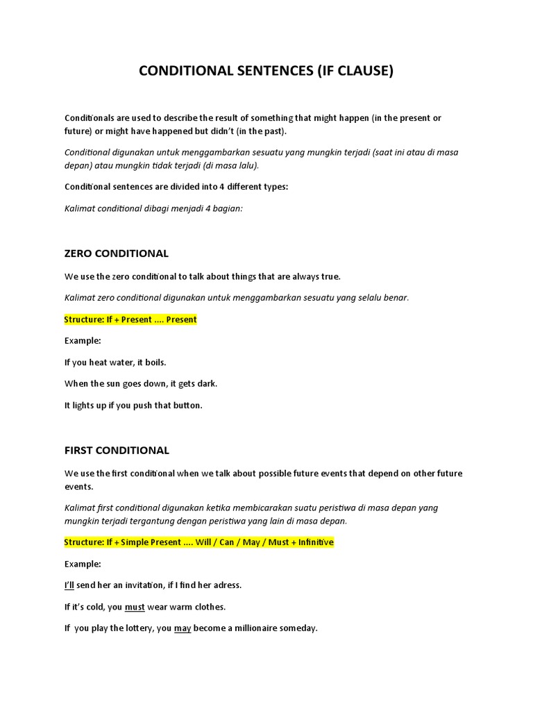 Conditional Sentences (If Clause) | PDF | Linguistic Morphology | Syntax