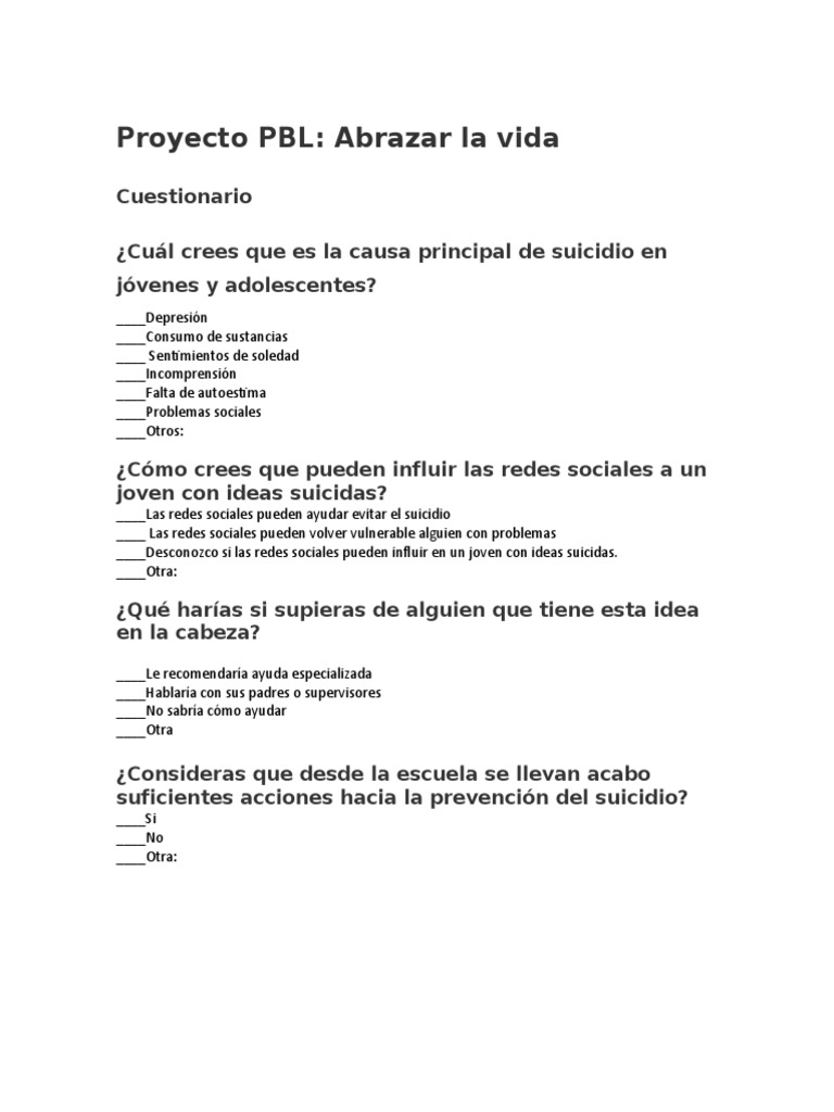 Cuestionario Proyecto PBL | PDF