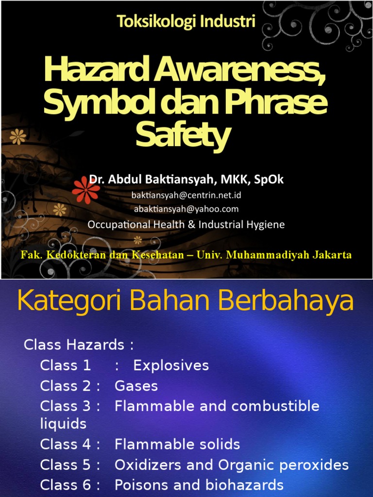 015 Hazard Awareness, Symbols Dan Phrase Safety | PDF | Oxide | Chlorine
