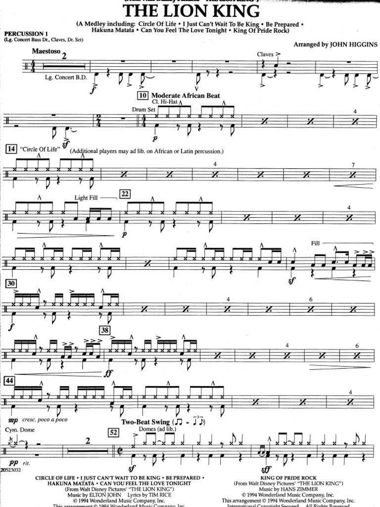 The Lion King Percussion 1 | PDF