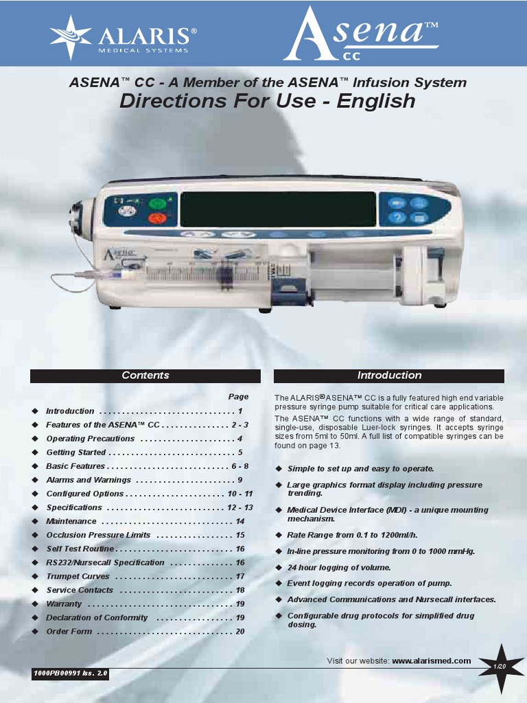 Directions For Use - English: Asena CC - A Member of The ASENA Infusion ...