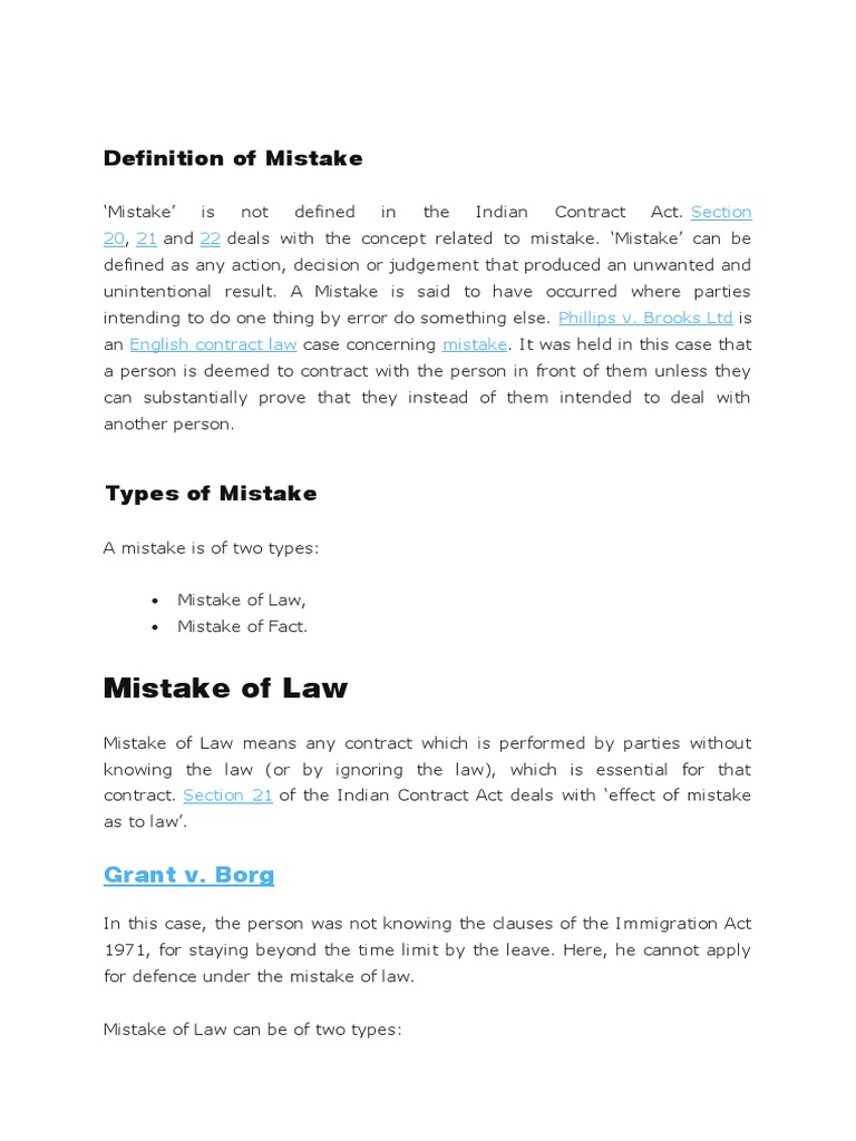 Mistake of Law | PDF | Common Law | Justice