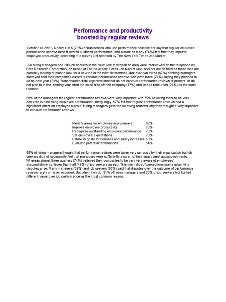 Performance and Productivity | PDF | Performance Appraisal | Employment