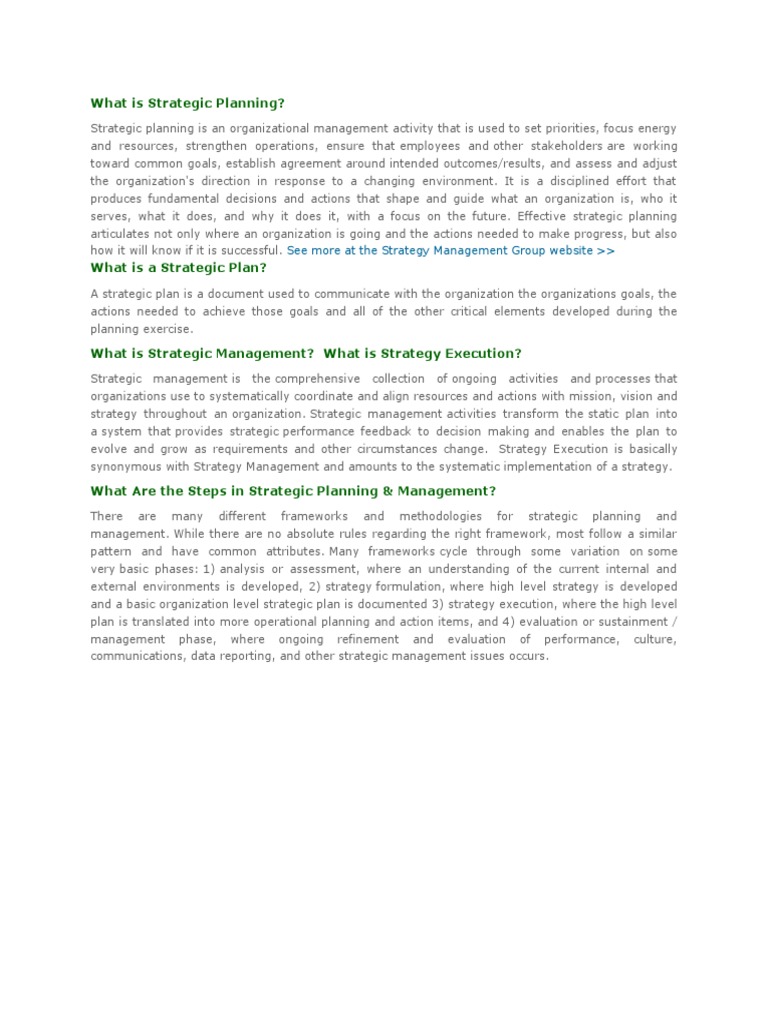 Understanding Strategic Planning Basics | PDF | Strategic Planning ...