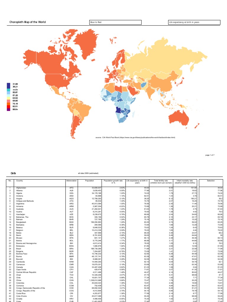 World Population Data by Country | PDF | Green | Brown