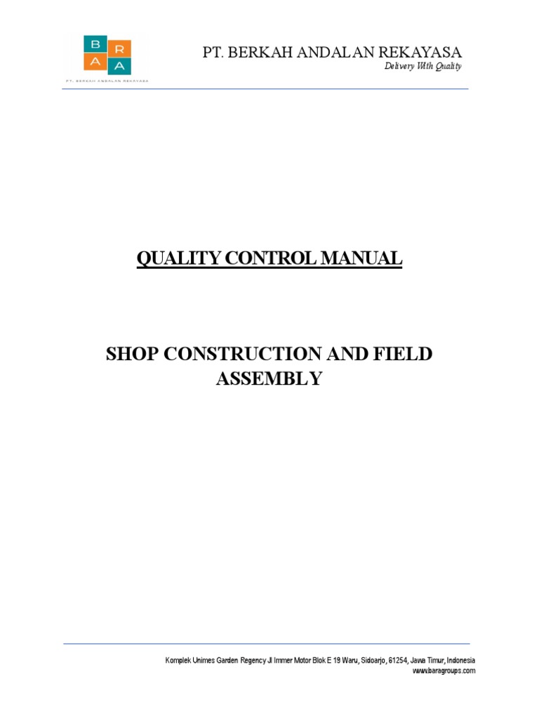 Quality Control Manual Overview | PDF | Welding | Construction