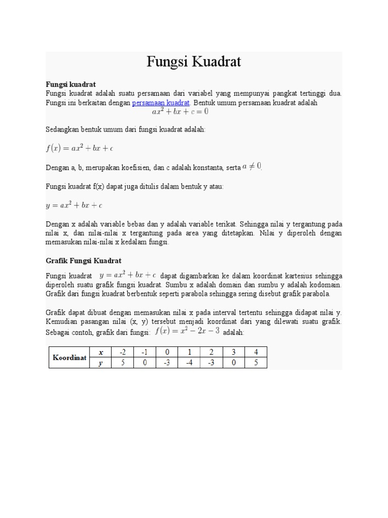 Hand Out Fungsi Kuadrat | PDF | Metode & Bahan Ajar
