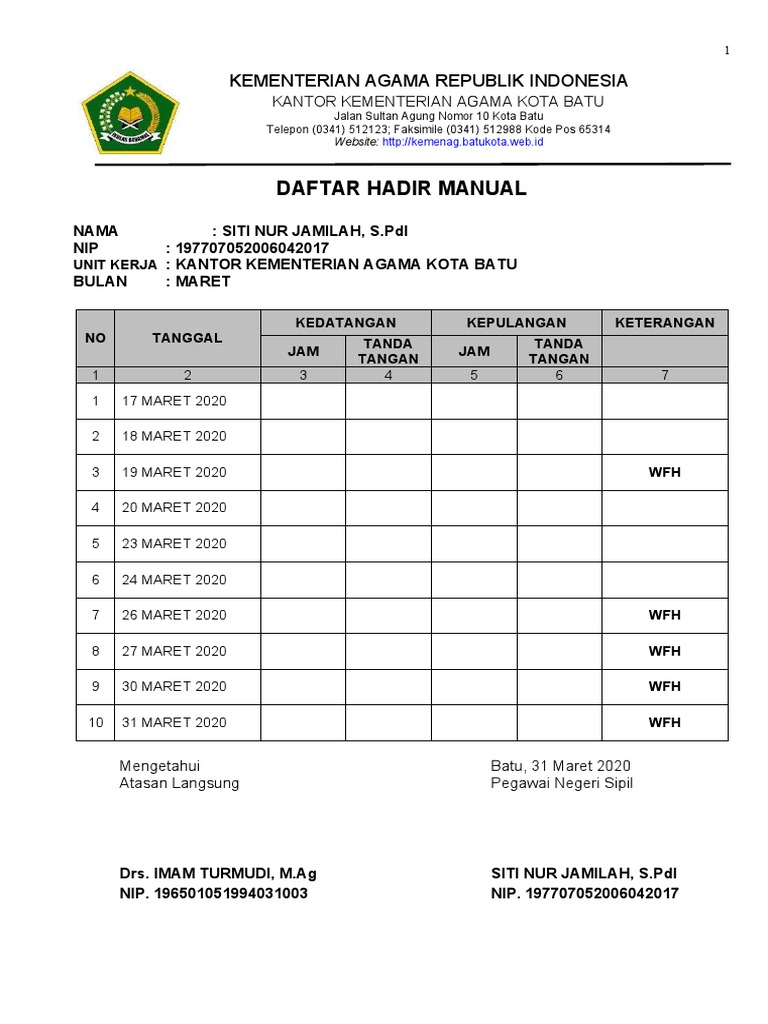 WFH Contoh Laporan | PDF