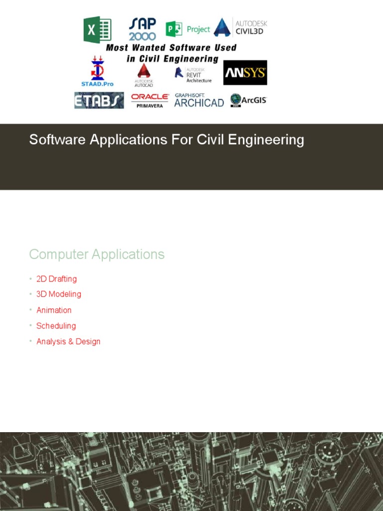 Civil Engineering Software Overview | PDF | Auto Cad | Autodesk Revit