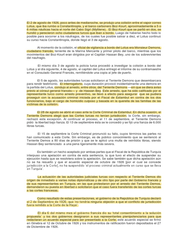 Caso Lotus | PDF | Derecho penal | Jurisdicción