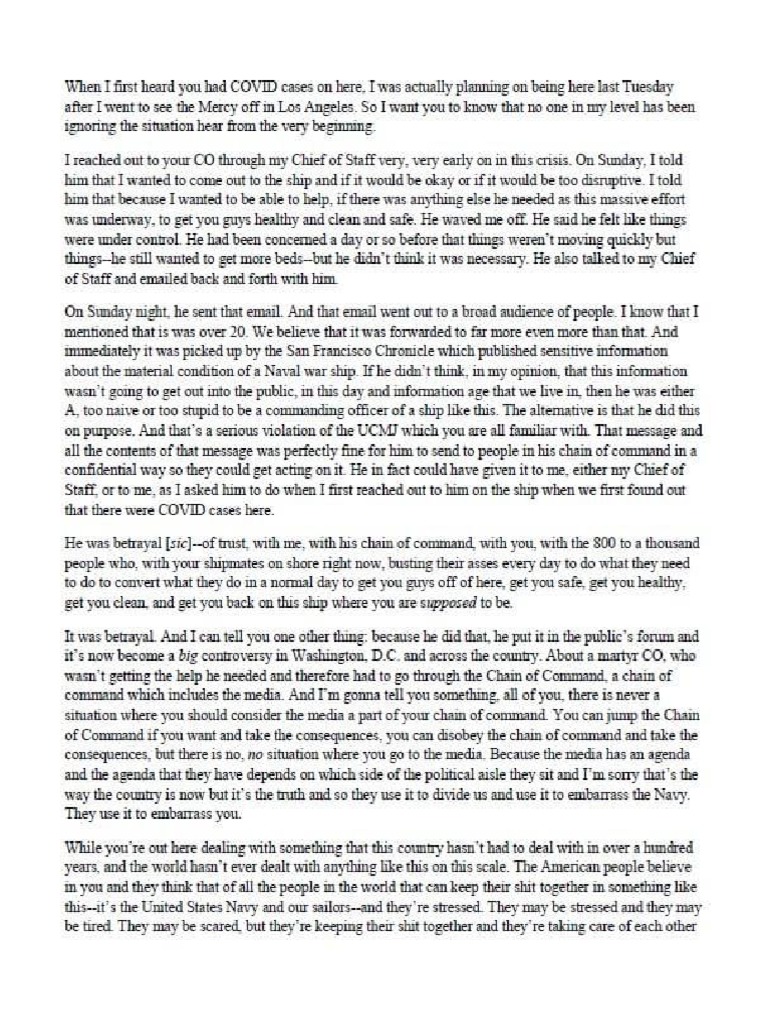 Modly Speech To Crew | PDF